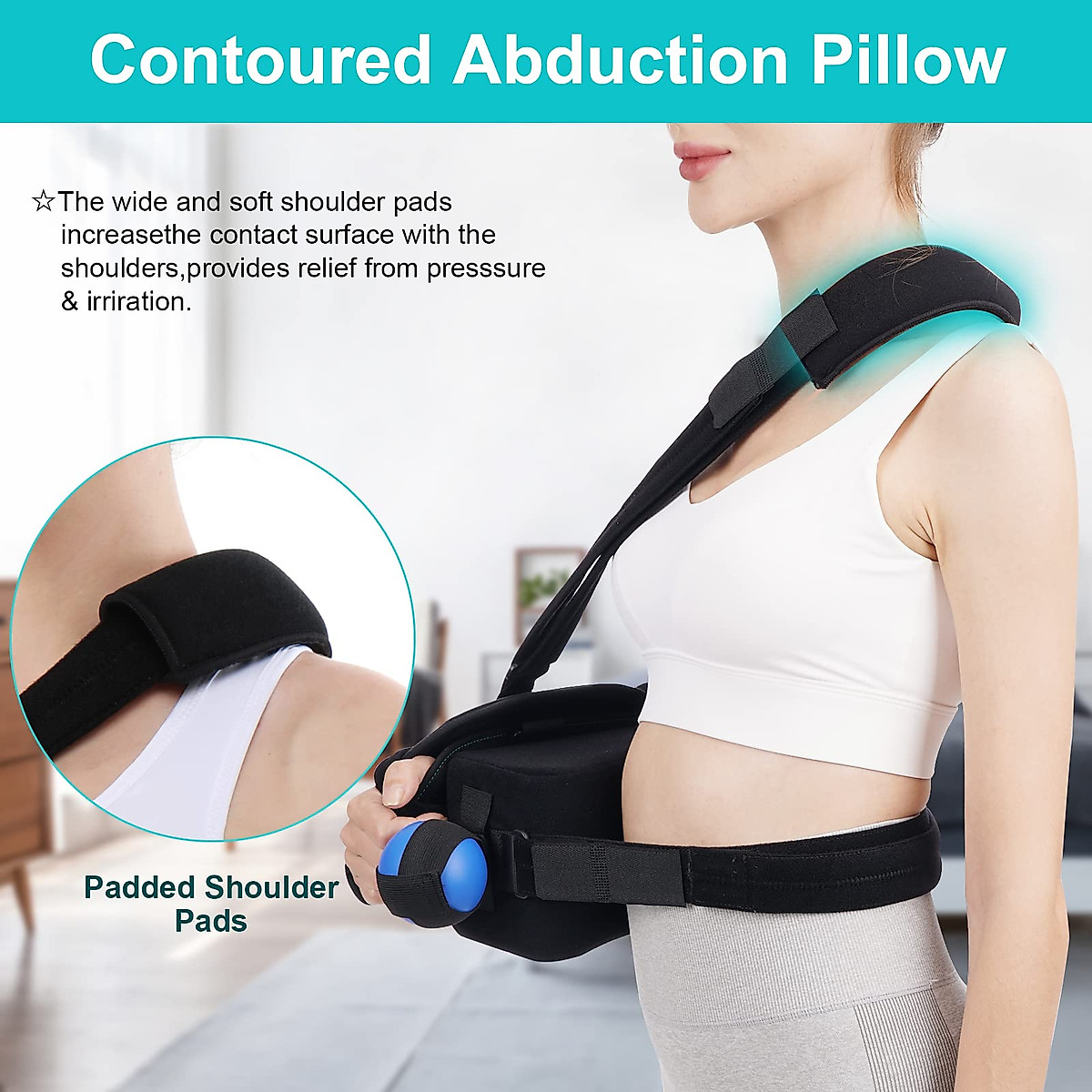 TANDCF bestlife Shoulder Abduction Sling with Removable Pillow & Exercise Ball, Shoulder & Arm Sling Immobilizer for Injury Support, Rotator Cuff, Surgery, Dislocated, Sublexion, Broken Arm
