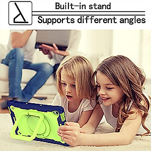 TDA Trading Case for Lenovo Tab M10 HD 2nd Gen (TB-X306X)/Smart Tab M10 HD 2nd Gen (TB-X306F) 10.1" 2020 - Hybrid Cover 360 Rotating Multi-Functional Ring Stand Case with Shoulder Strap (Blue/Green)