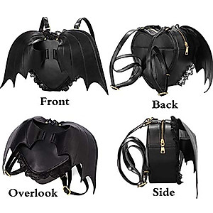 Women Girl Punk Backpack Novelty Bat Wing Daypack Purse Gothic Lace Shoulder Bag Heart Lolita Bag
