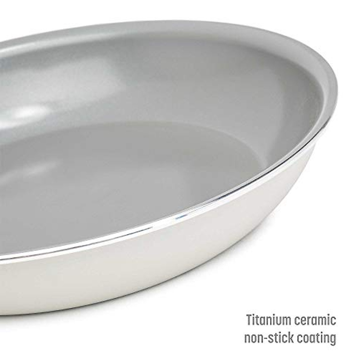 Goodful Ceramic Nonstick Cooking Set, Titanium-Reinforced Premium Non-Stick Coating, Dishwasher Safe Pots and Pans, Tempered Glass Steam Vented Lids, Stainless Steel Handles, 12-Piece, Cream