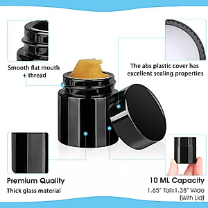 SKMZ 12PCS UV Protection Small Glass Jars With Lids Reusable 5ml Black Food Glass Bottle Mini Airtight Container For Oil Salve leaf Storage 1 Wax Carving Tools - 5g black