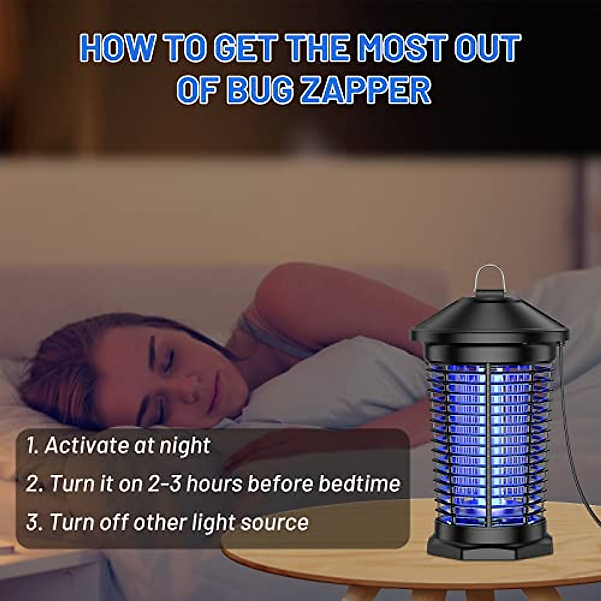 Bug Zapper Outdoor, 4000V 5ft Cord Mosquito Killer Lantern, Attracts Gnats, Flies, Mosquitoes & Flying Insects, Waterproof Attractant Trap for Indoor & Outdoor - Backyard, Patio, Deck, Garden, Camping