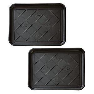 Stalwart All-Weather Boot Tray, Indoor Outdoor Doormat for All Seasons, 2 pk Small, Black