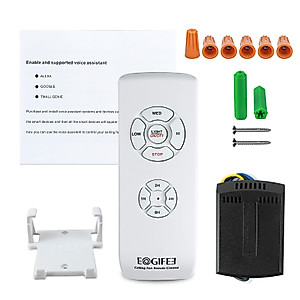 Smart WiFi Ceiling Fan Remote Control Kit Universal Small Size Receiver 12 Hours Countdown Timing 4 Speeds Compatible with Echo Alexa Google Assistant Replacement of Hampton Bay Harbor Breeze Hunter