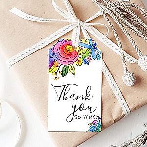 Thank You So Much Gift Tags, Flowers Party Favors Tags for Gift Bags, Christmas Tags for Gifts, Thank You Label Tags for Wedding, Bridal Shower, Birthday, Graduation, Baby Shower, Thanksgiving Favors