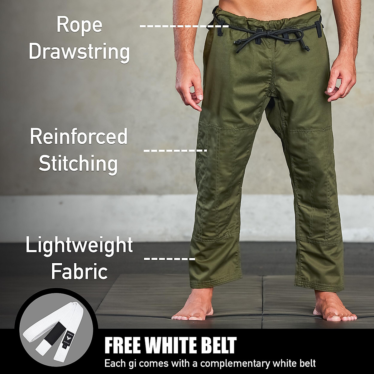 Elite Sports Bjj Gi for Men - Brazilian Jiu Jitsu Gi - Preshrunk sweat wicking Fabric - Machine washable - Free white Belt
