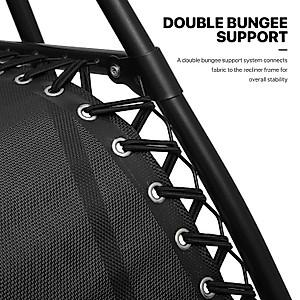 MoNiBloom Table and Patio Chairs Set of 3, Outdoor Adjustable Zero Gravity Folding Breathable Mesh Reclining Lounge Chairs with Pillow and Side Tray, 330lbs Capacity - Black