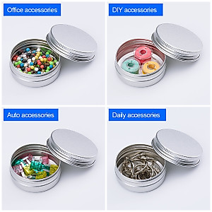 Petutu 30 Pack Tin Cans Screw Top Round Metal Lip Balm Tins Containers with Lids (1oz)