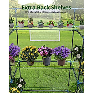 KING BIRD Upgraded Walk-in Greenhouse for Outdoors, Thickened PE Cover & Heavy Duty Powder-Coated Steel, w/ Zippered Mesh Door & Screen Windows, 14 Sturdy Shelves for Garden, 4.7 x 4.7 x 6.4 FT, Clear