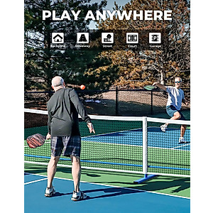 DEERFAMY 22FT Portable Tennis Pickleball Net System, Regulation Size PE Net for Driveway, Designed for All Weather Conditions with Steady Metal Frame and Strong with Carrying Bag