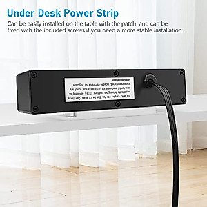 Type-C Under Desk Power Strip, Adhesive Wall Mount Power Strip with USB C Ports, Power Strip Socket Outlet, 4 AC Plug.20W 2 USB-A,1 PD Fast Charging 18W USB-C for Kitchen, Office, Home, Hotel (Black)