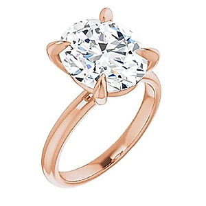 Solid Gold Engagement Ring Set for Women, Handmade 5 Carats Oval Cut Moissanite Solitaire Ring Set Diamond Wedding Bridal Ring Anniversary Propose Gift Her, 10K/14K/18K, 925 Silver
