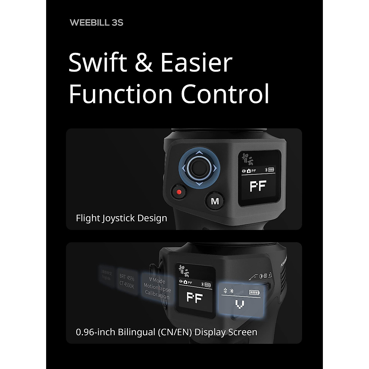 ZHIYUN Weebill 3S Combo Gimbal Stabilizer for DSLR and Mirrorless Camera Canon/Nikon/Sony/Panasonic/Fujifilm, Native Vertical Shooting,Extendable Sling Grip