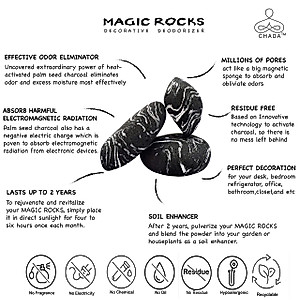 Chada Magic Rocks : Charcoal Air Freshener, No Chemicals,100% Activated Tropical Charcoal, Fragrance-Free Deodorizer, Natural Room Odor Eliminator, Air Purifier, Neutralizer,Absorb Smoke Smell,1x180g