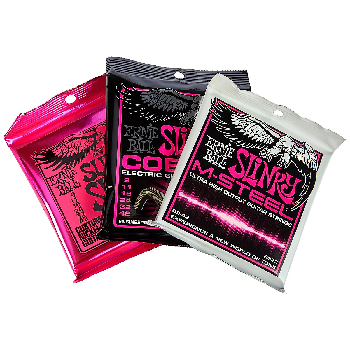 Ernie Ball Super Slinky Electric Tone Pack Guitar Strings, 9-42 Gauge (P03333)