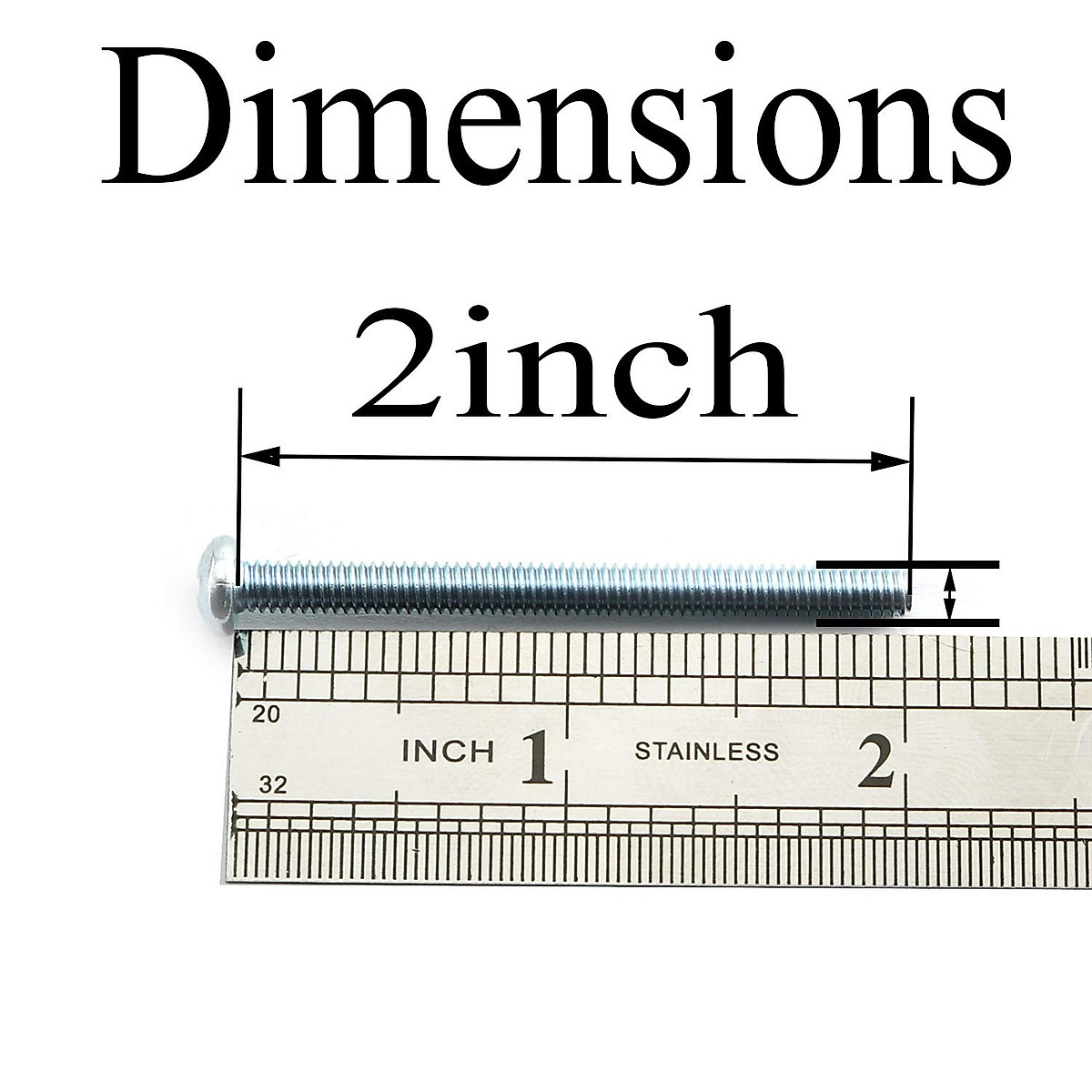 24pcs 8-32 x 2" Machine Screws Metal Mounting Hardware Fitting Fastening Accessories Cross Slotted Round Phillips Head Screw Bolt