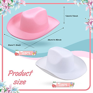 Hicarer 6pcs Pink Cowgirl Hats Bride Western Cowboy Hat for Girls or Women for Bachelorette Party, Wedding and Birthday(Retro Style)