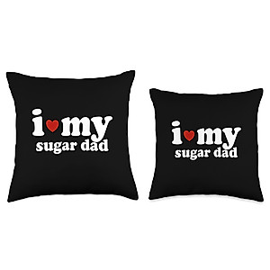 Sugar Dad Appreciation Sugar Babies Love I Love My Sugar Dad Fun and Flirty Throw Pillow, 18x18, Multicolor