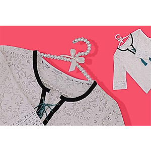 Aimeely Pack of 5 Pearl Clothes Pants Hangers Bowknot Beaded Wedding Home Shop Clothes Rack 1#