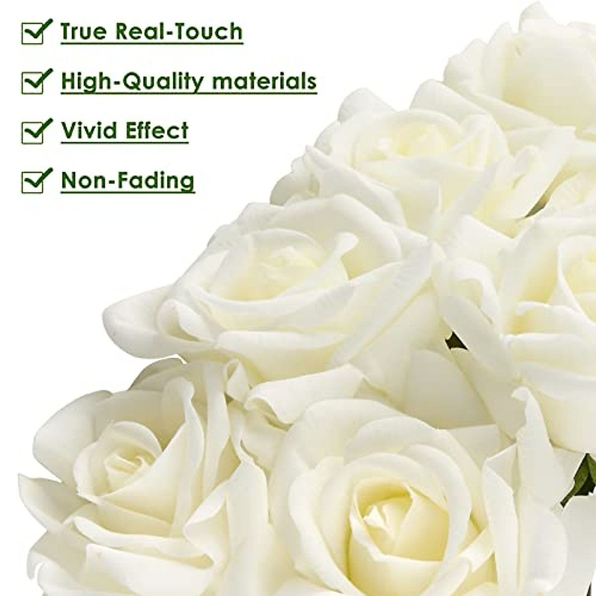 Eyamumo 7pcs Artificial Roses Flowers, Faux Silk Rose Artificial Flower, Real Touch Fake Flowers Decoration DIY for Wedding Party Home Office Decoration Dining Table Centerpiece