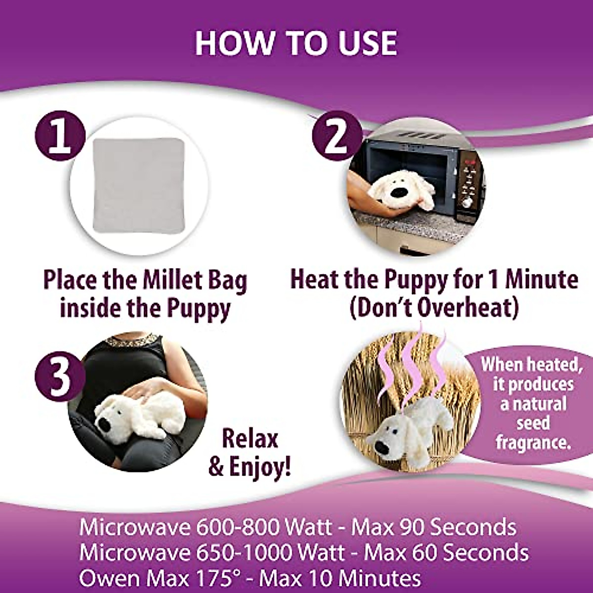 Large Microwavable Stuffed Animal Heating Pad | Menstrual Period Heating Pad for Cramps with Millet Seeds Bag & Soft Plush Fabric - Warm & Cozy Dog, Soothing Comfort for Adults, Teens and Kids