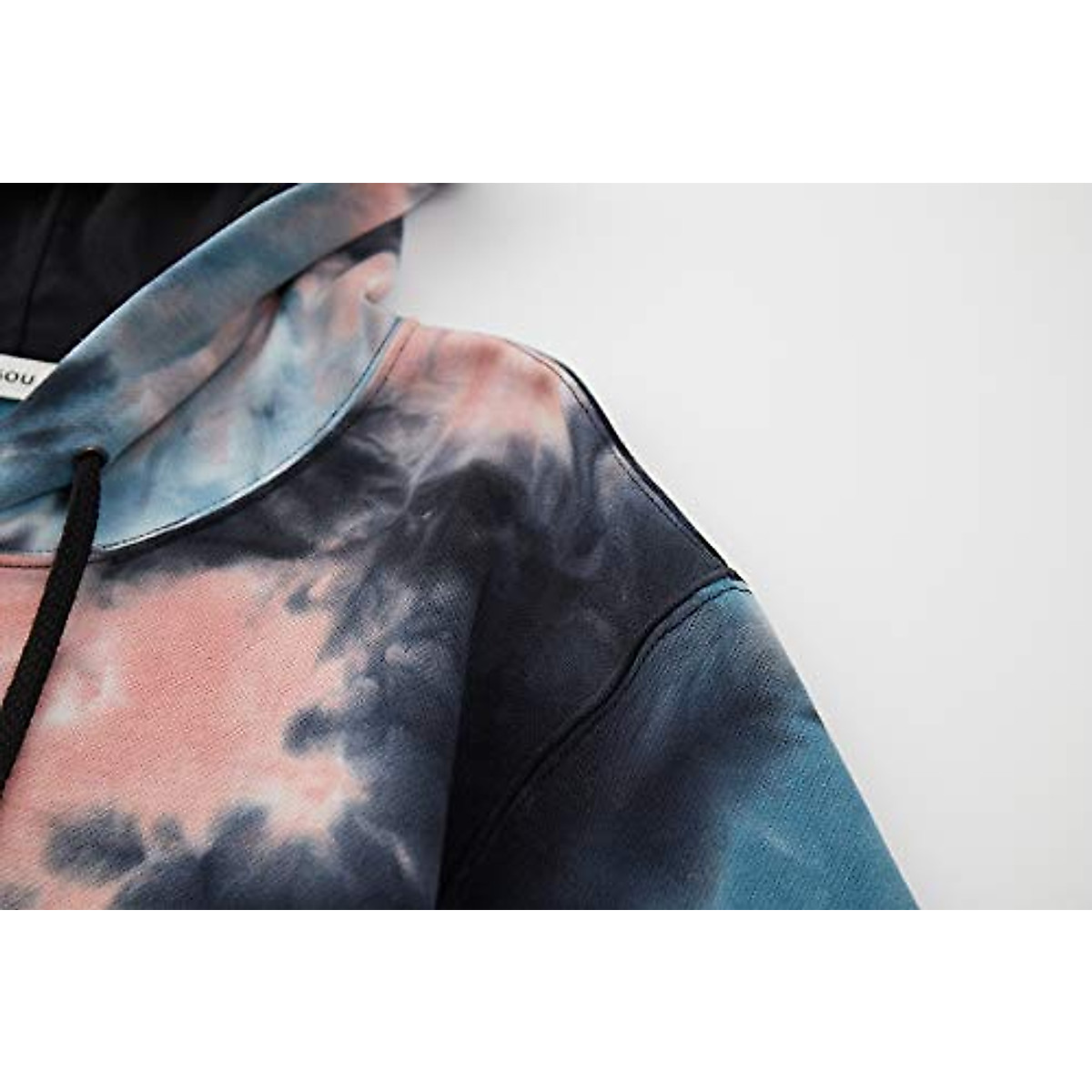 KLIEGOU Mens Tie-Dye Pullover Hooded Sweatshirt (288 Pink/Green L)