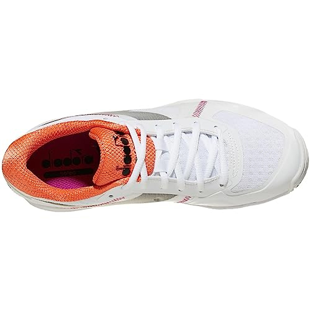 Diadora Trofeo W All Ground Pickleball Tennis Shoes (White/Black/Vermillion, 9)