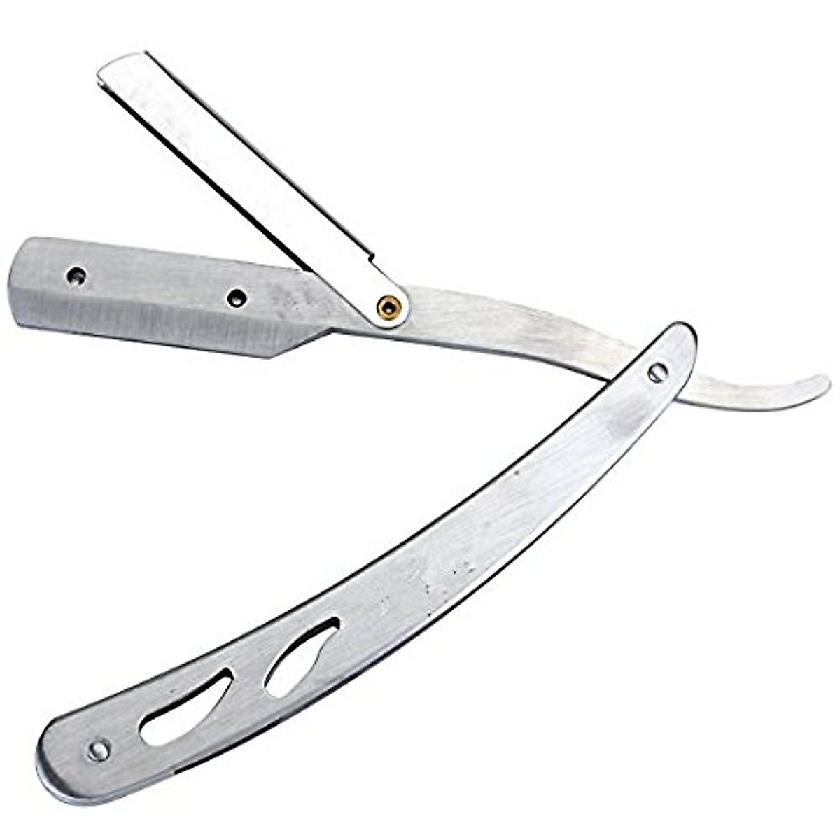 CCbeauty Stainless Steel Barber Men Straight Edge Shaving Razor Knife Handle Badger-hair Beard Shaving Brush Tool Kit and 10Pcs Refill Blades Kit