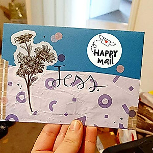 Happy Mail Stickers - 1.5 Inch 500 Round Happy Mail Labels for Small Shops Online Retailers Business and Packaging Envelope Sealing Stickers by AOODOOM