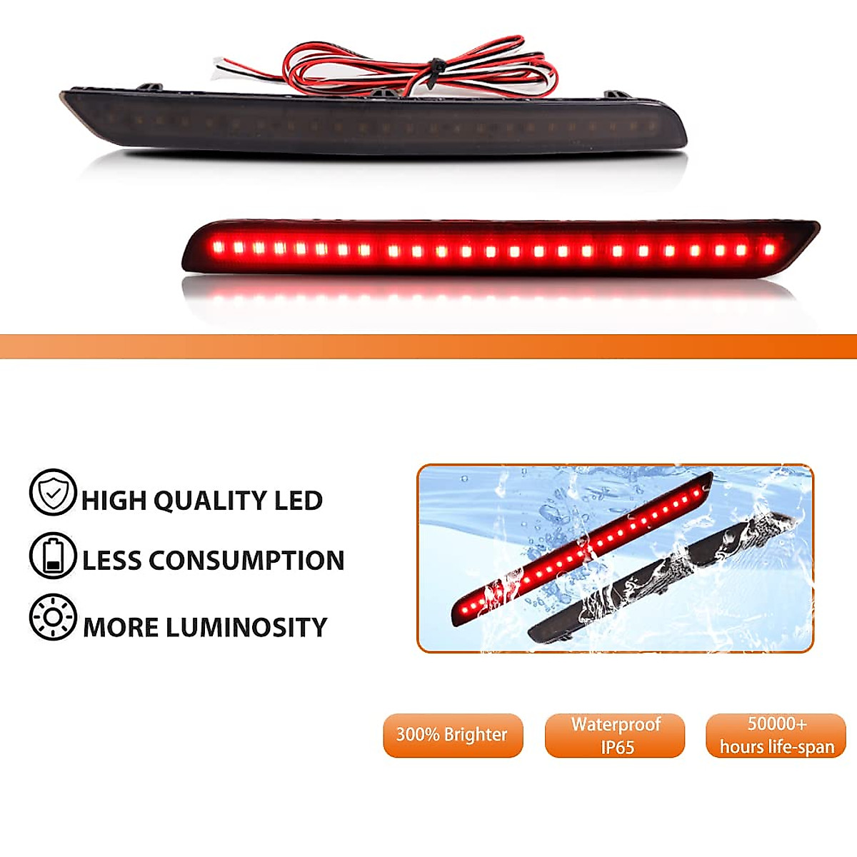 ADIIL 2PCS Smoked Lens Red LED Rear Fog Light Bumper Reflectors Brake Tail Lamps For 2020 2021 2022 Toyota GR Supra