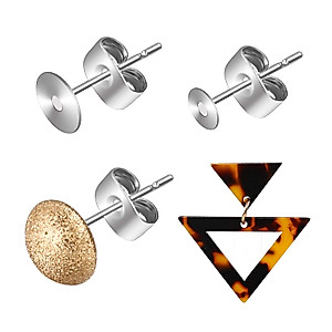 1200 PCS Earring Posts Stainless Steel and Backs with Hypo-allergenic Earring Posts Butterfly and Rubber Bullet Earring Backs for DIY Stud Earring and Jewelry Making