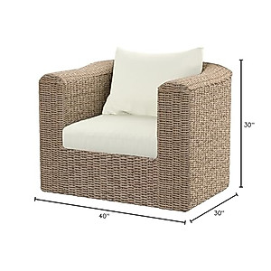 TK Classics Club Chair, Almond Wicker with White Cushion