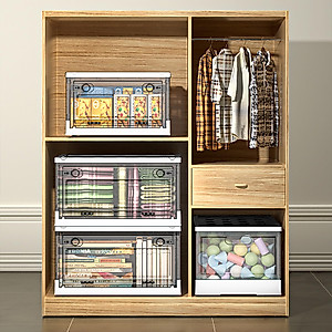 Lexza 2 Pack Closet Organizers and Storage, 17 Gal Collapsible Storage Bins, Dorm Essentials, Plastic Storage Bins, Stackable Storage Bins with Wheels for Clothing, Snacks, Books, Bedding and Toys