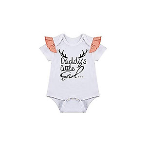 Newbron Baby Girl Deer Theme Outfit Daddy's Little Girl Clothing Oh Deer I'm Here Deer Pant Set (Blue,0-3 Months)