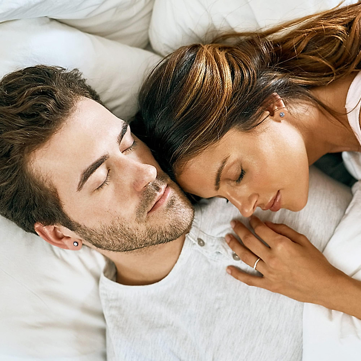 CASSIECA 5 Pairs Surgical Steel Screw Back Stainless Steel Stud Earrings for Women Men, Rainbow 5A Cubic Zirconia Sleeper Studs Hypoallergenic Earrings for Sensitive Ears 6mm