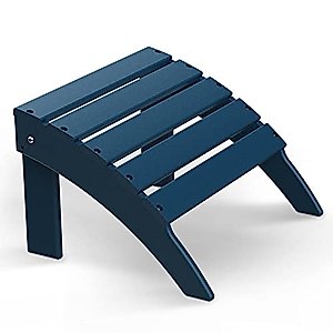 BRIOPAWS Folding Adirondack Ottoman, 19.7W x 18.5L x 13H Inch, HDPE All Weather Adirondack Chair Footrest, Plastic Footstool for Deck Backyard Patio Outdoor Poolside Porch Lawn Indoor, Blue