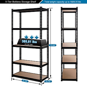 PACHIRA E-Commerce 5 Tier Storage Shelves 31.5" W x 15.75" D x 72" H, Adjustable Metal Shelving Heavy Duty Garage Shelving Unit Utility Rack Shelf for Storage Warehouse Pantry Closet, Black