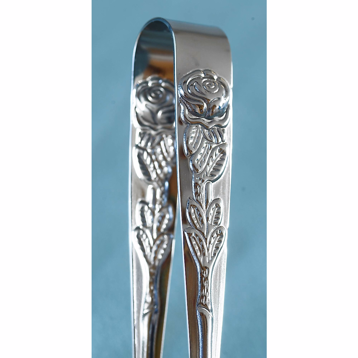 HINMAY 6PCS Mini Serving Tongs 4-Inch Small Rose Sugar Cube Tongs (Silver)