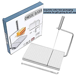 NatureMan Cheese Slicer With Wire,Stainless Steel Cheese Slicer,With 5 Replacement Wires Cheese Cutter With Wire Accurate Size Scale For Cutting Soft Cheese Butter