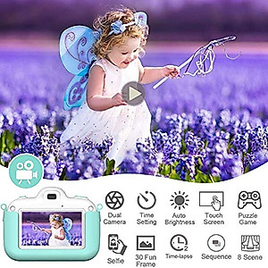 LKYBOA Kids Camera, Digital Camera for Kids Gifts, Camera for Kids 3-10 Year Old 3.0 Inch Touch Large Screen with 16GB SD Card, USB Charging Kids Camera (Color : Blue)