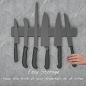SUBTRACTION Magnetic Knife Strip,No Drilling 12 Inch Stainless Steel Knife Holder,Space-Saving Knife Rack,Knife Bar,Kitchen Knife Storage Organizer,black 1.