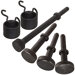 Heavy Duty 6 Pcs Air Hammer Rivet Bits Set, Hammer Bits Accessories 0.401 Shank Pneumatic Chisel Air Hammer Smoothing Extended Length Tool Kit with Spring