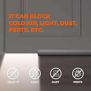 Holikme Twin Door Draft Stopper Door Sweep Weather Stripping Noise Blocker Window Breeze Blocker Adjustable Door Sweeps, Grey