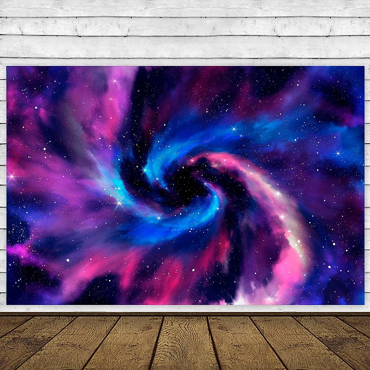 Galaxy Starry Sky Psychedelic Mysterious Universe Banner Backdrop Outer Space Nebula Starry Stars Cosmic Theme Decor Decorations for Boys Girls 1st Birthday Party Baby Shower Supplies Blue and Purple