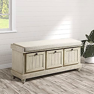 Lexicon Berryessa Lift-Top Storage Bench, Distressed White