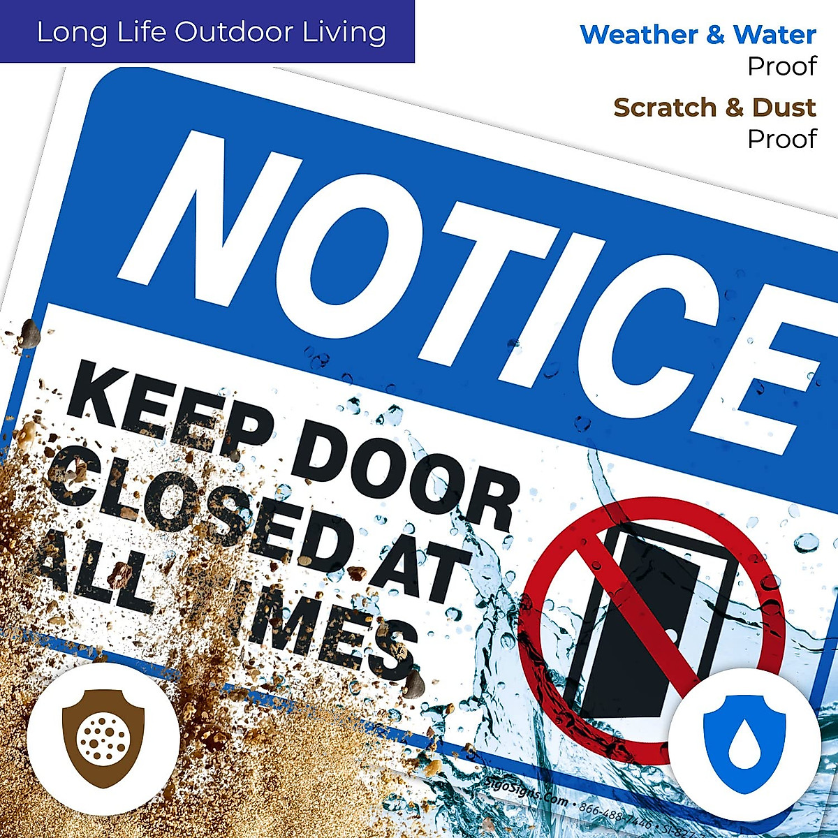 Sigo Signs, Keep Door Closed Sign, 10x7 Inches, Rust Free .040 Aluminum, Fade Resistant, Made in USA