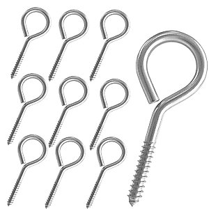10 PCS Screw Eyes, Stainless Steel Eye Hooks, Heavy Duty Eye Bolts Screw in, Self-Tapping Eyelet Screw for Indoor & Outdoor, 2.5 inches