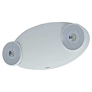 LFI Lights | Oval Emergency Light | White Housing | Two LED Adjustable Round Heads | Hardwired with Battery Backup | UL Listed | (1 Pack) | EL-M