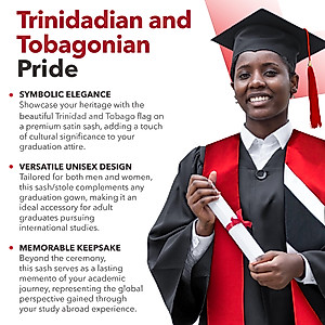 Vision Wear Trinidad Tobago Flag Graduation Sash/Stole International Study Abroad Adult