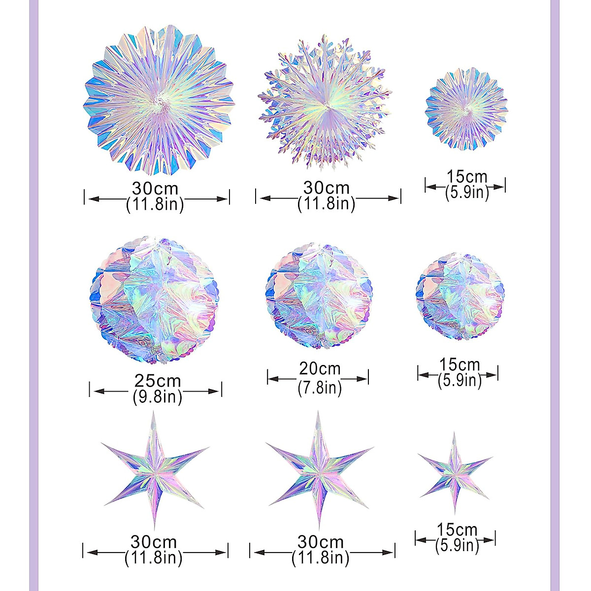 OUZHUHUI Wedding Party Decorations - 9magic Laser Tissue Balls and Stars for Gender-Neutral Baby Showers, Retro Parties, Birthdays,Bridal Showers, Christmas, Country Wedding Decorations